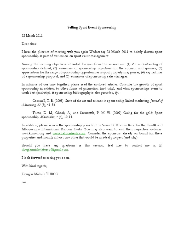 Sport Sponsorship RAU | PDF | Sponsor (Commercial) | Brand