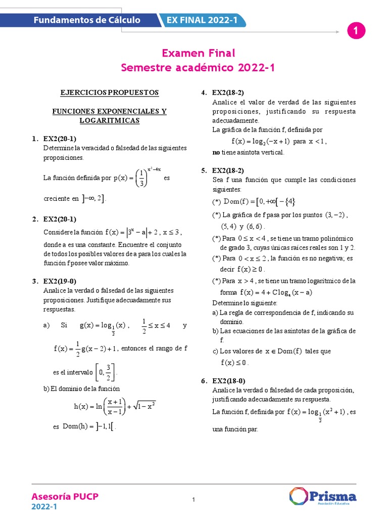Fucal Ex Final | PDF | Función (Matemáticas) | Proposición