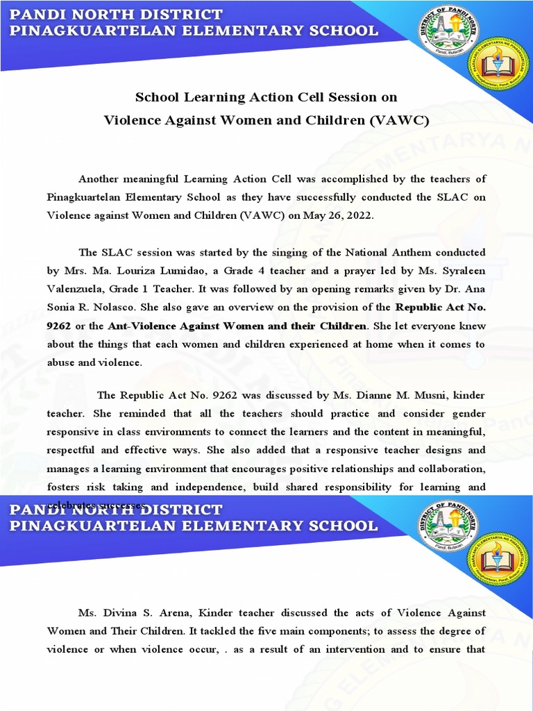 School Learning Action Cell Session On Violence Against Women and ...