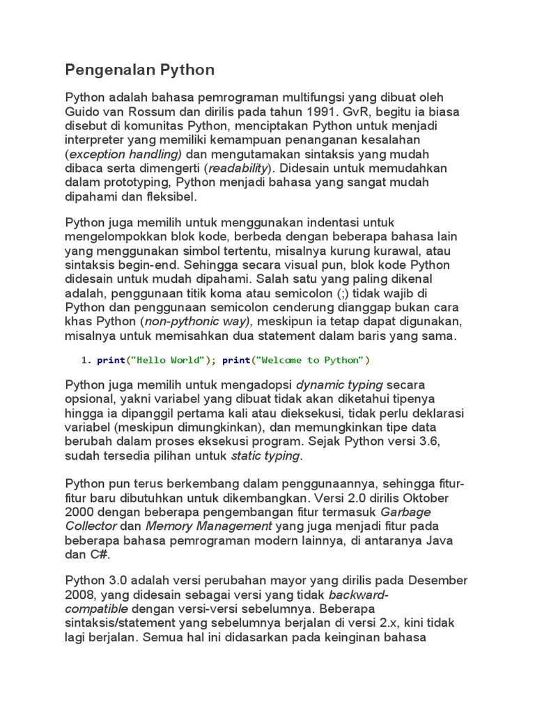 Pembelajaran Python Dasar | PDF