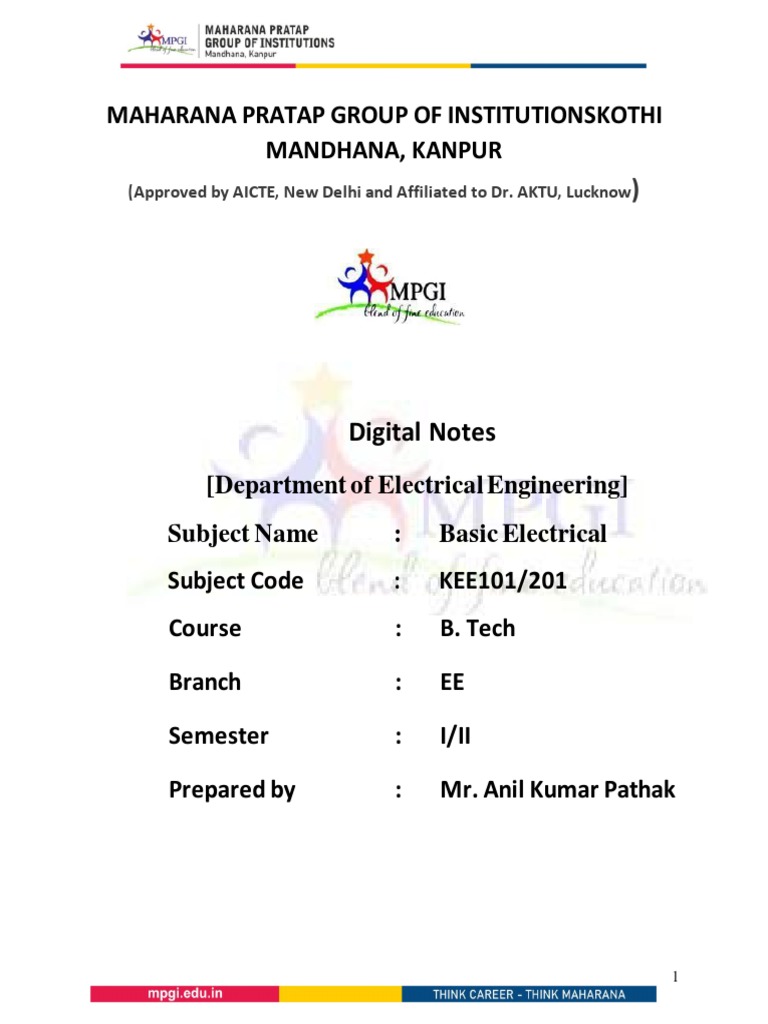 Basic Electrical Engineering KEE 101 T | PDF | Electrical Network | Transformer