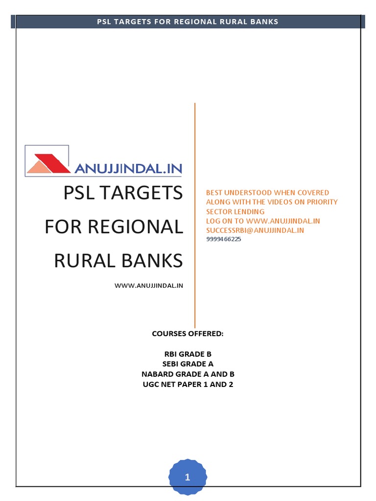 PSL Targets For Regional Rural Banks | PDF | Economies