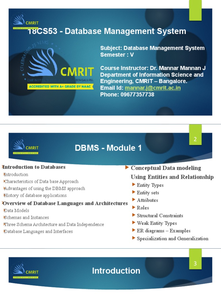 18CS53 - Database Management System | PDF | Databases | Data Model