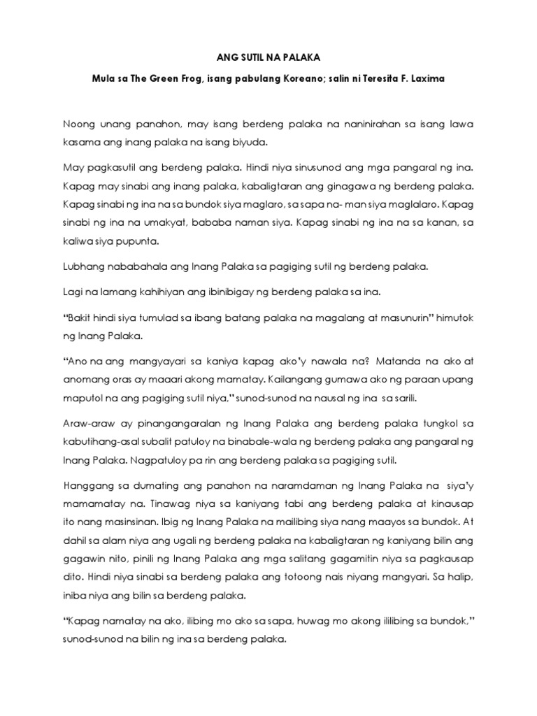 Ang Sutil Na Palaka | PDF