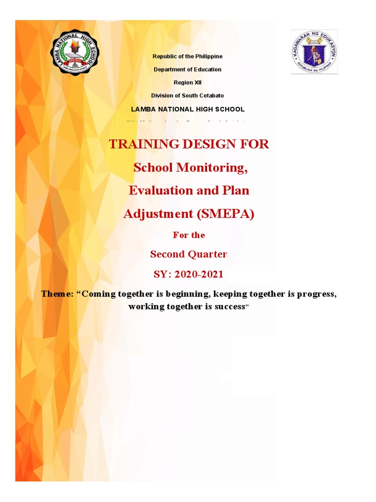 Training Design For School Monitoring, Evaluation and Plan Adjustment ...
