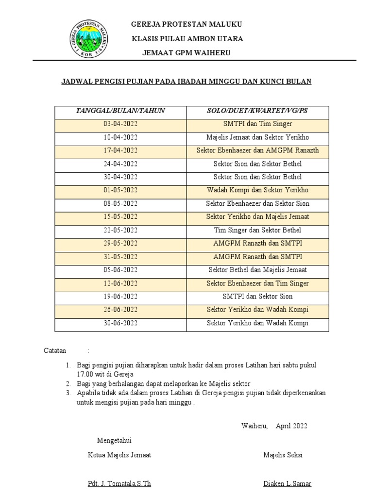 Jadwal Singer | PDF