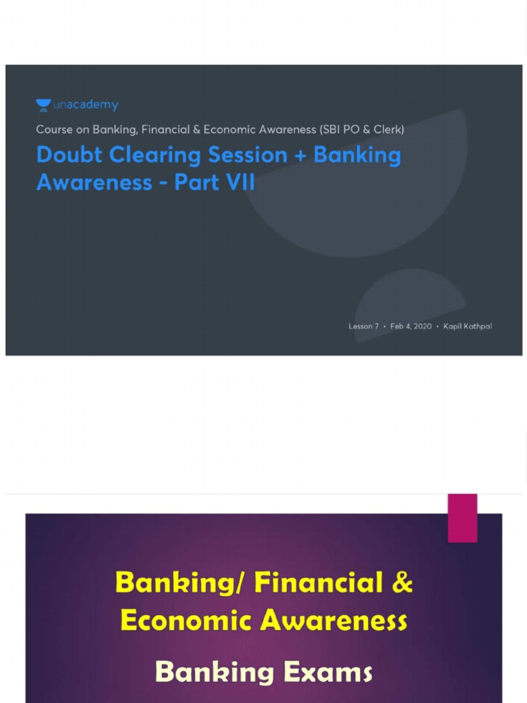Doubt Clearing Session Banking Awareness Part Vii With Anno Pdf