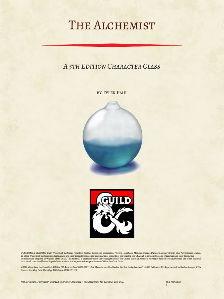 The Alchemist: A 5th Edition Character Class | PDF | Alchemy | Wizards ...