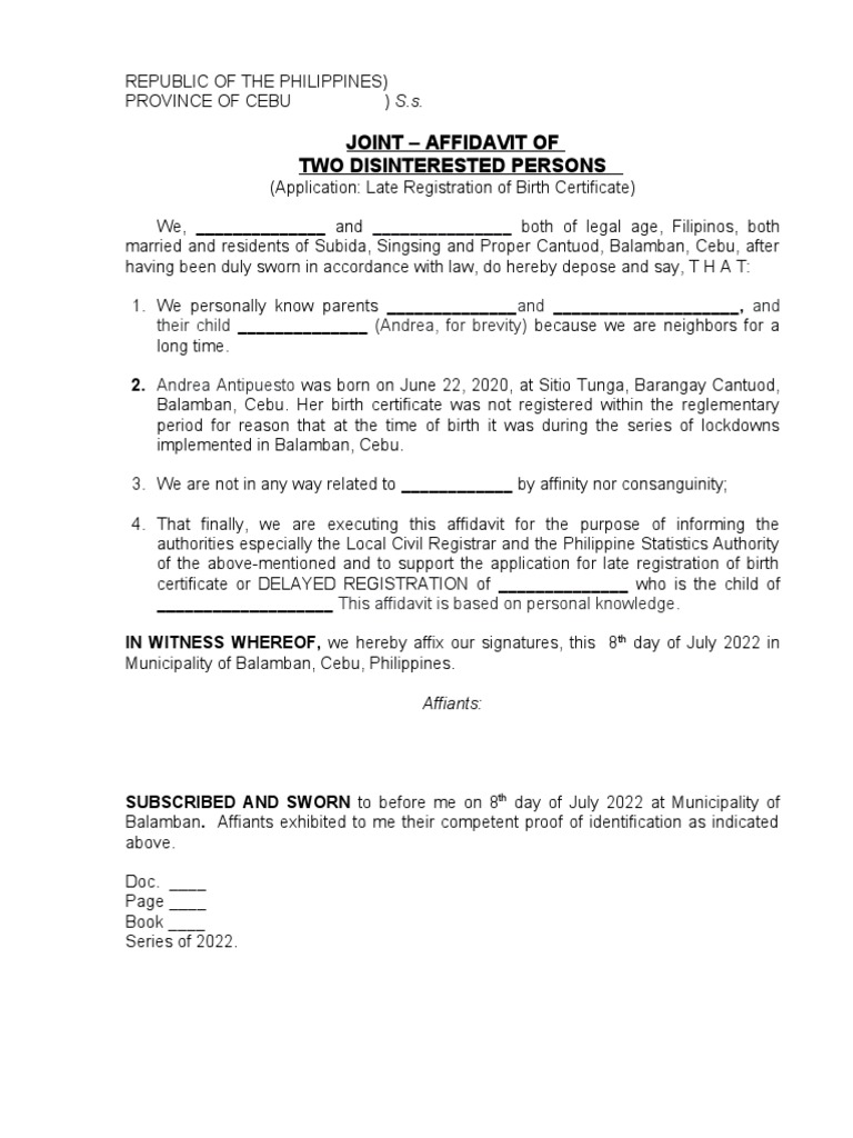 Affidavit of Late Registration | PDF