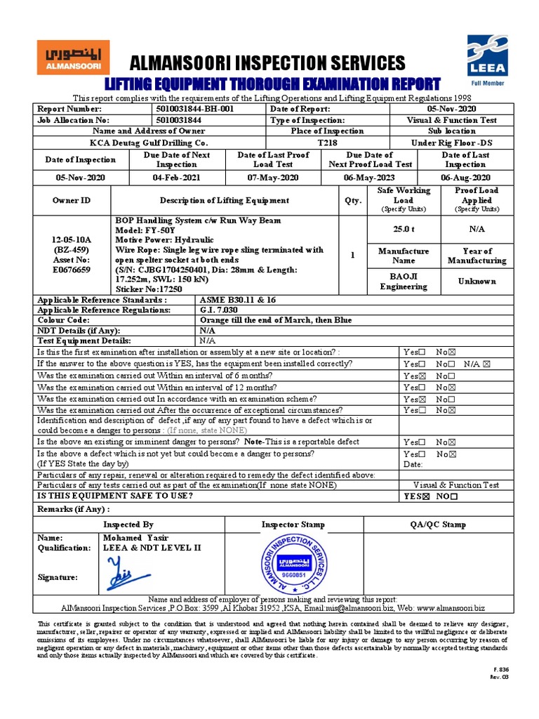 BOP Handling System | PDF | Nondestructive Testing
