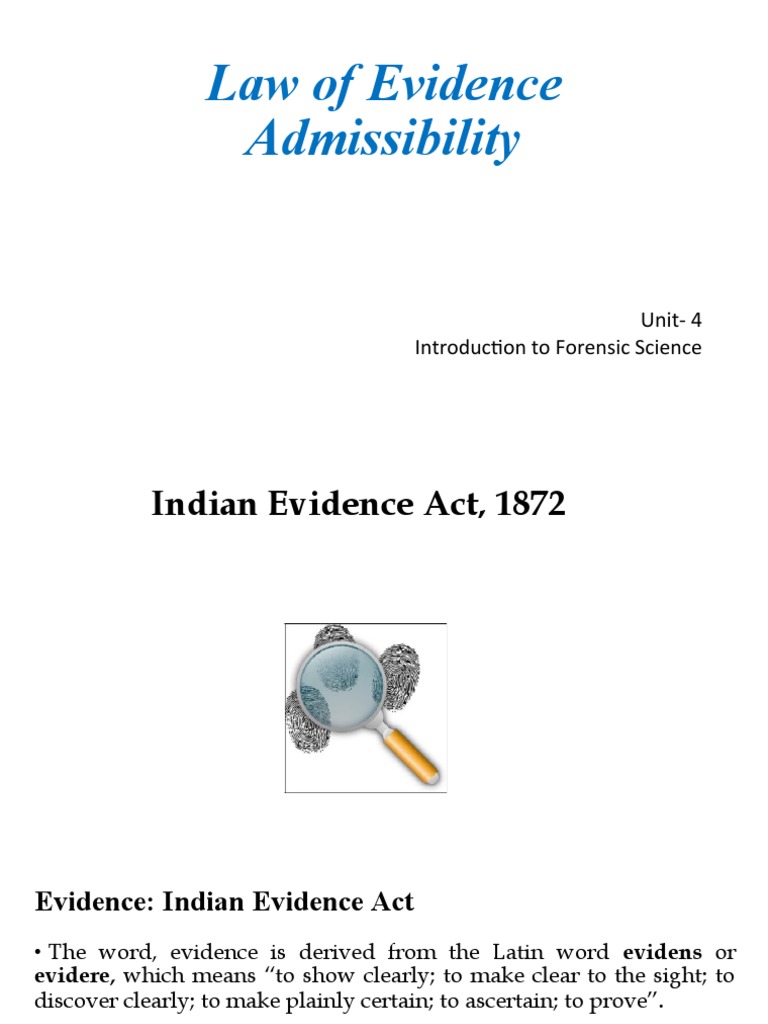 Law of Evidence Admissibility: Introduction To Forensic Science | PDF ...