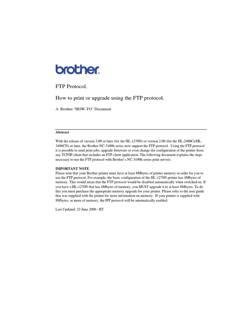 Config Impressora Brother HP | PDF | File Transfer Protocol | Internet ...