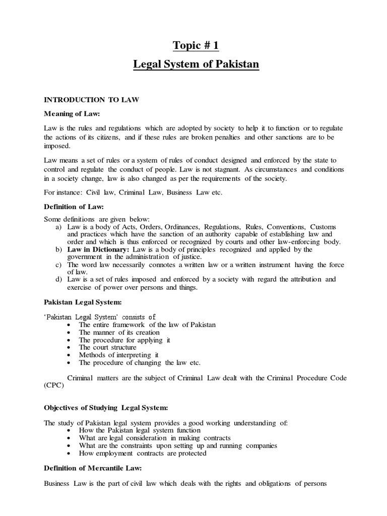Overview of Pakistan's Legal System | PDF | Precedent | Bill (Law)