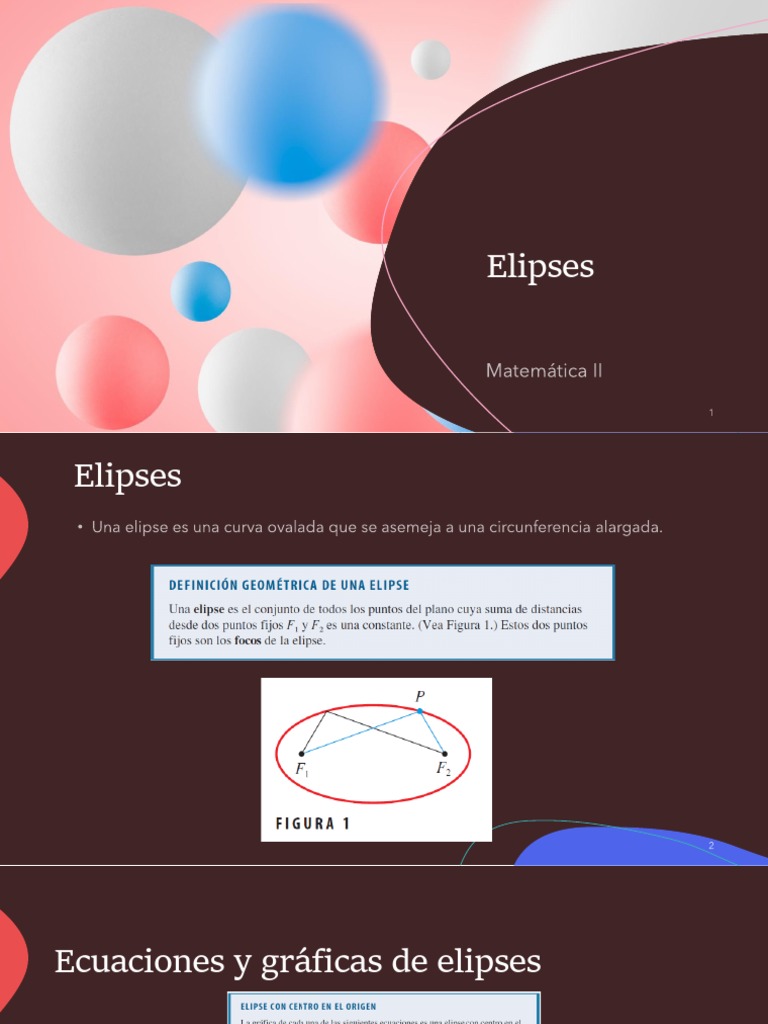 Elipses: Ecuaciones y Excentricidad | PDF | Métodos y materiales de enseñanza