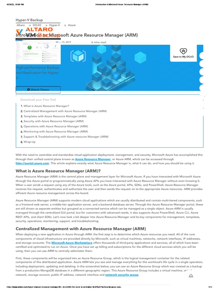 Introduction To Microsoft Azure Resource Manager (ARM) | PDF ...