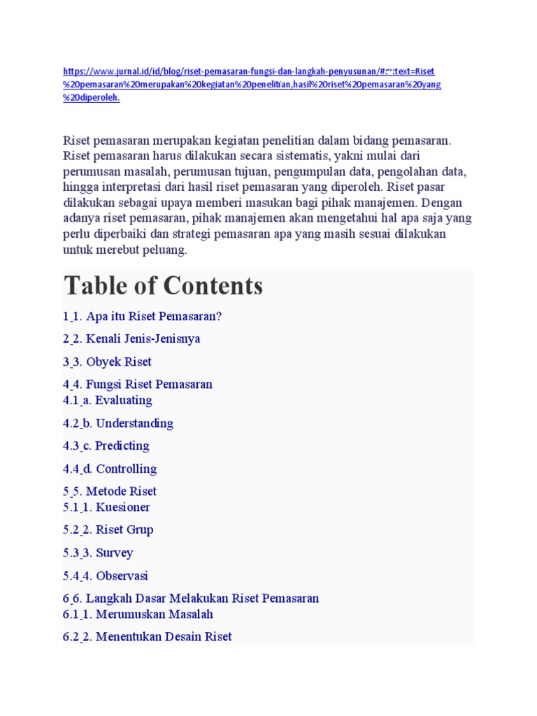 Pengertian Riset Marketing | PDF | Bisnis