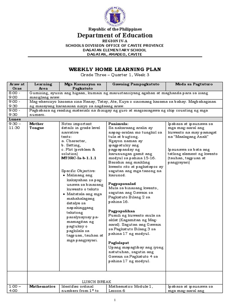 WHLP-Grade 3-Q1-W3 | PDF