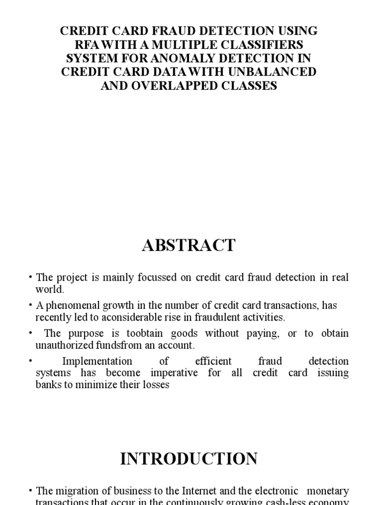 Credit Card Fraud Detection Using Rfa With A | PDF | Computing ...