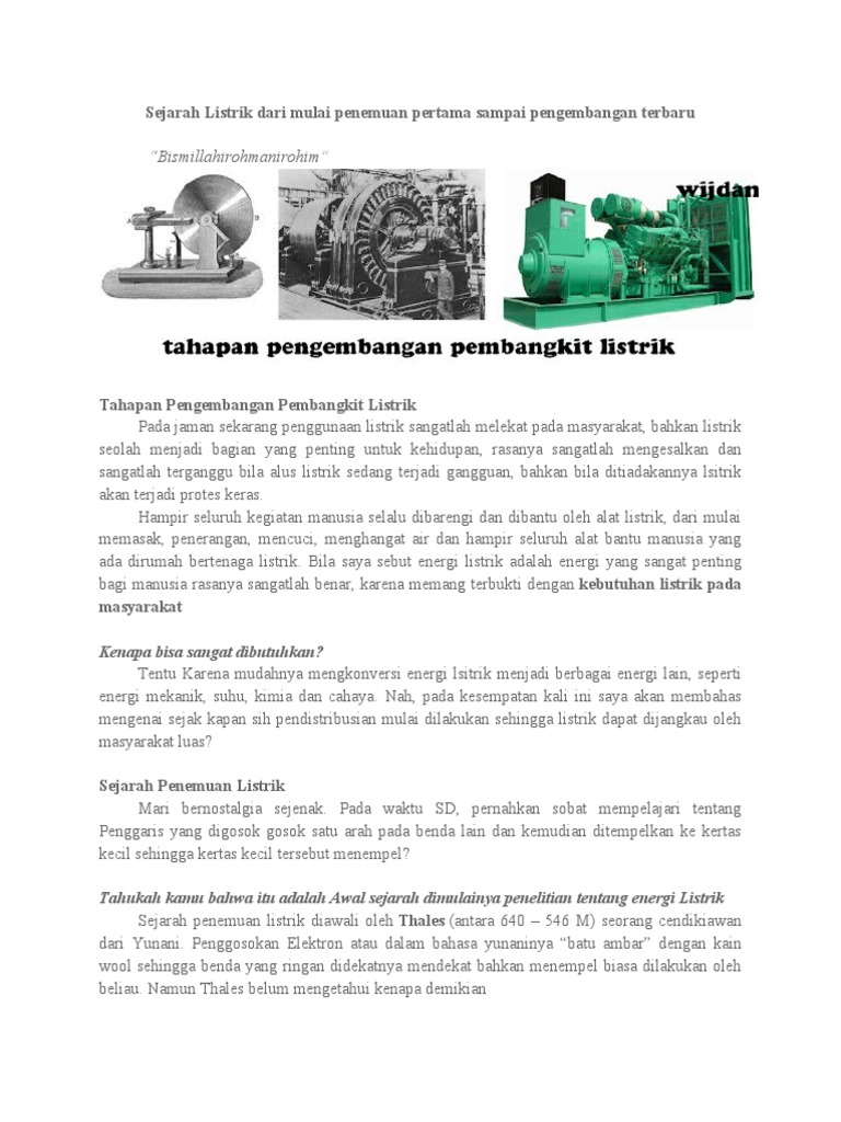 Sejarah Listrik Dari Mulai Penemuan Pertama Sampai Pengembangan Terbaru ...