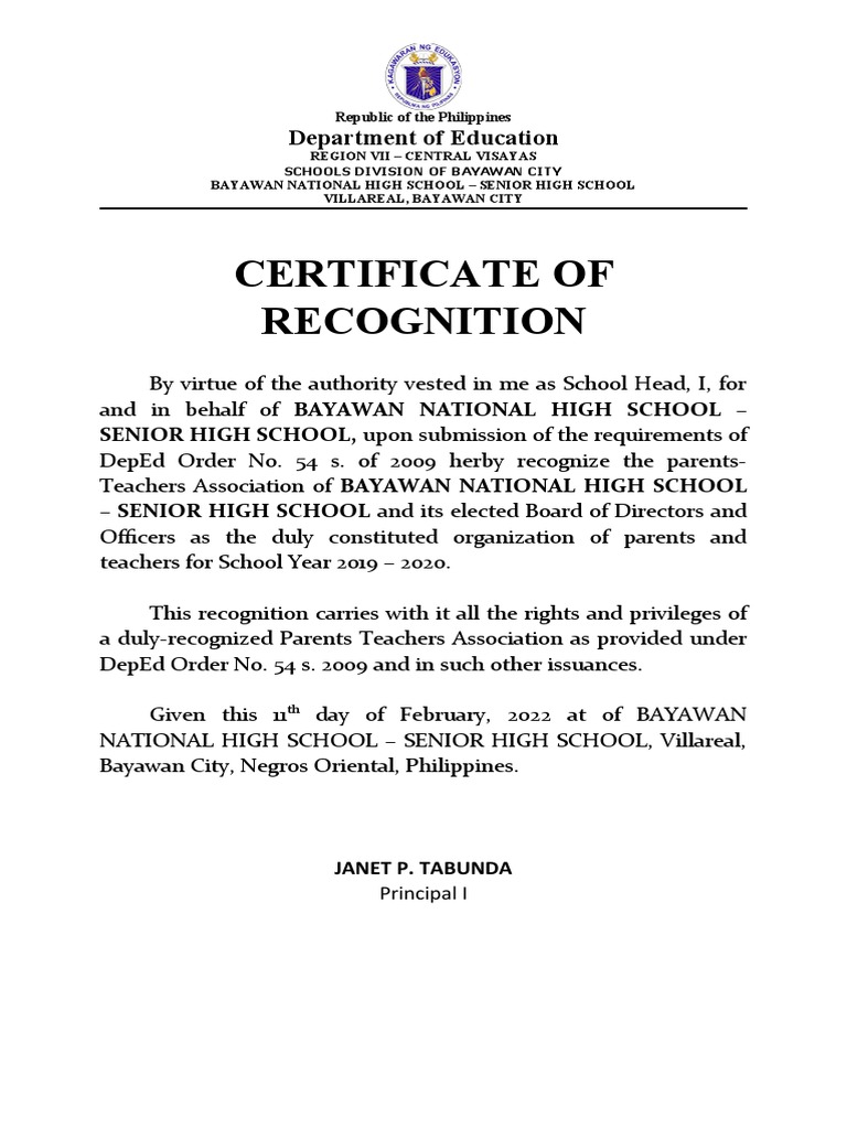 Certificate of Recognition | PDF | Oath Of Office | Government
