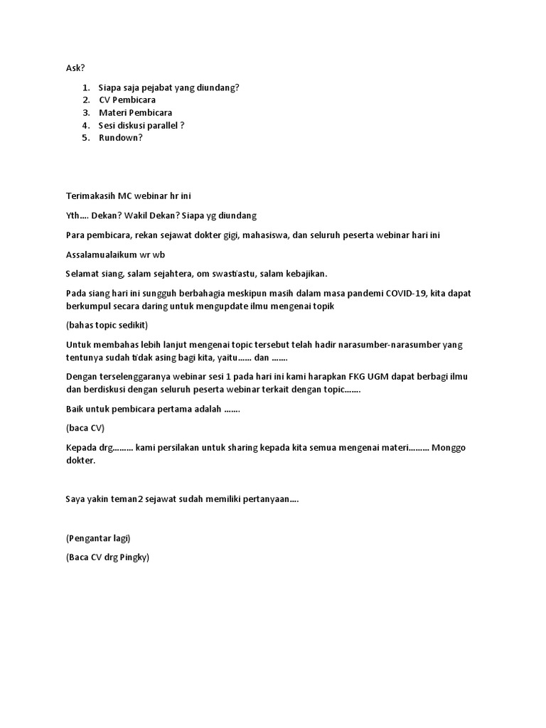 Contoh Text Untuk Moderator | PDF