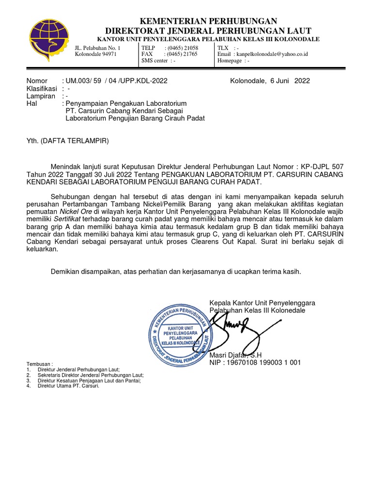 Surat Persyaratan Muat | PDF