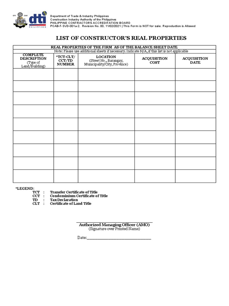 List of Real Properties and Transportations - Template | PDF | Economies
