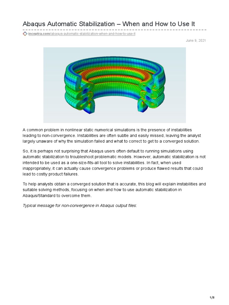Abaqus Automatic Stabilization When and How To Use It | PDF ...