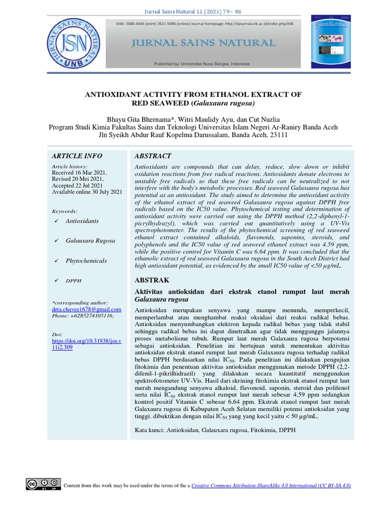 Bhernama (Galaxaura Rugosa) | PDF | Antioksidan | Biomolekul