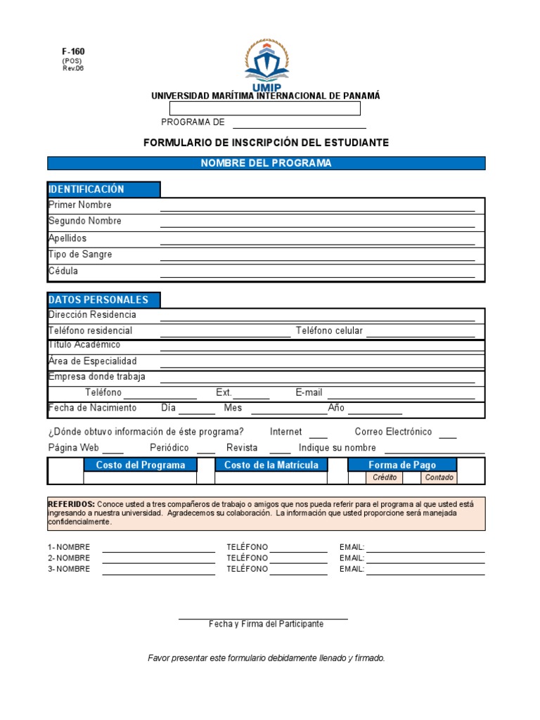 Formulario de Inscripción Del Estudiante | PDF