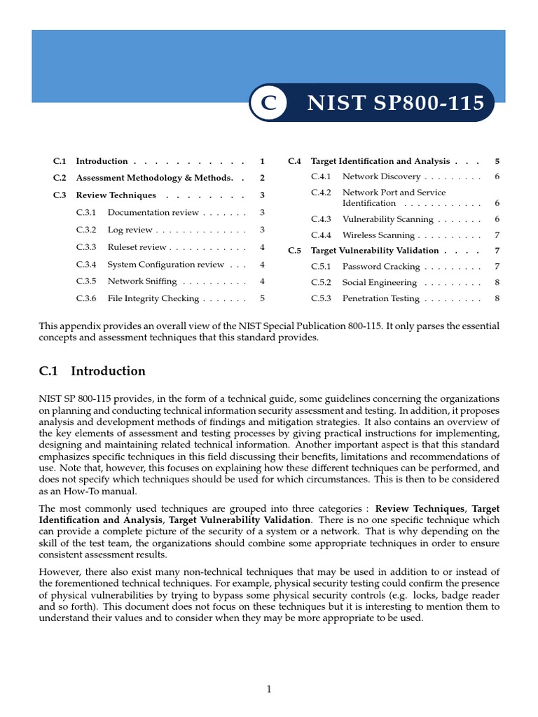 NIST SP800-115 - Technical Guide To Information Security Testing and ...