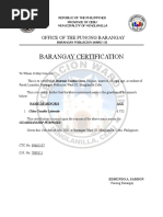 Barangay Certification-Interposing No Objection | PDF