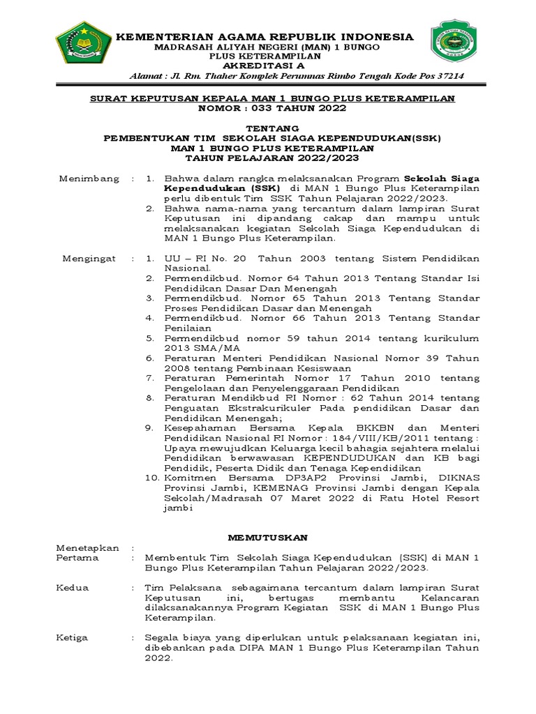 Contoh SK PIK Remaja | PDF | Karier & Perkembangan