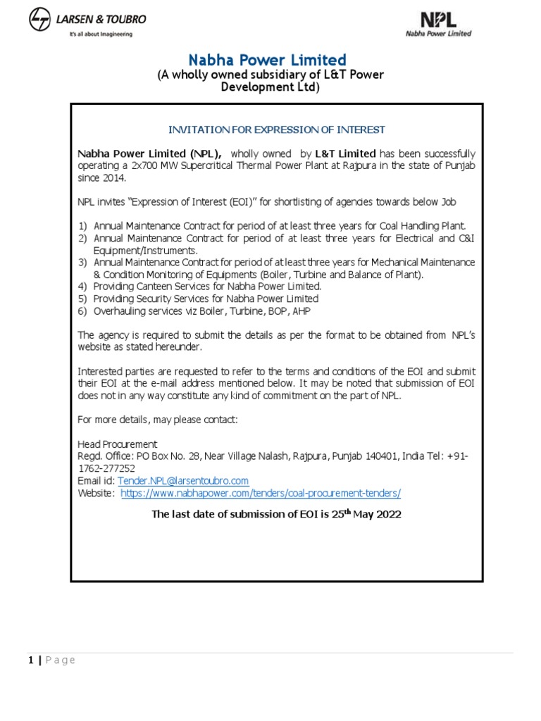 Nabha Power Limited: (A Wholly Owned Subsidiary of L&T Power ...