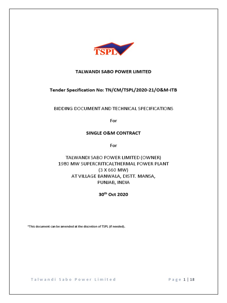 TSPL TSPL: Talwandi Sabo Power Limited | PDF | Prices | Power Station