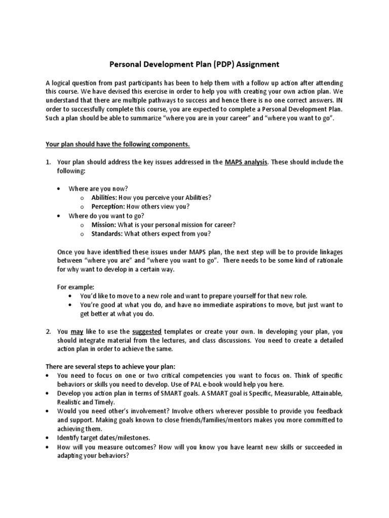 Personal Development Plan Assignment | PDF | Goal | Behavior