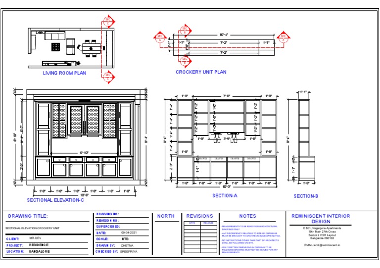 Living Room Plan Crockery Unit Plan: Revisions North Drawing Title ...