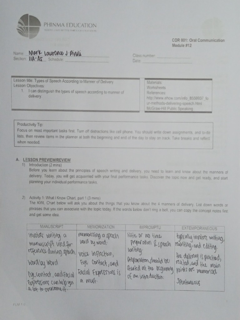 Cor 001 Module #12 | PDF | Human Communication | Linguistics