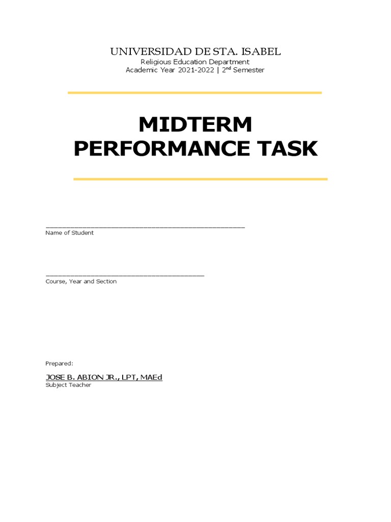 Midterm Performance Task: Universidad de Sta. Isabel | PDF | Jesus ... Midterm Performance Task: Universidad de Sta. Isabel | PDF | Jesus ...