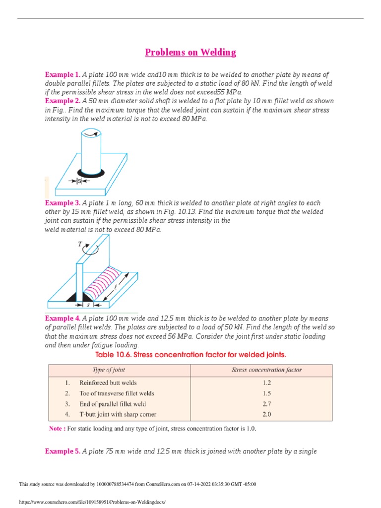 Problems On Welding: Example 1 | PDF | Stress (Mechanics) | Construction