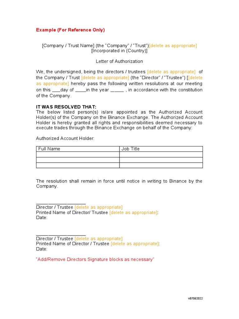 (Delete As Appropriate) : Example (For Reference Only) | PDF | Finance ...