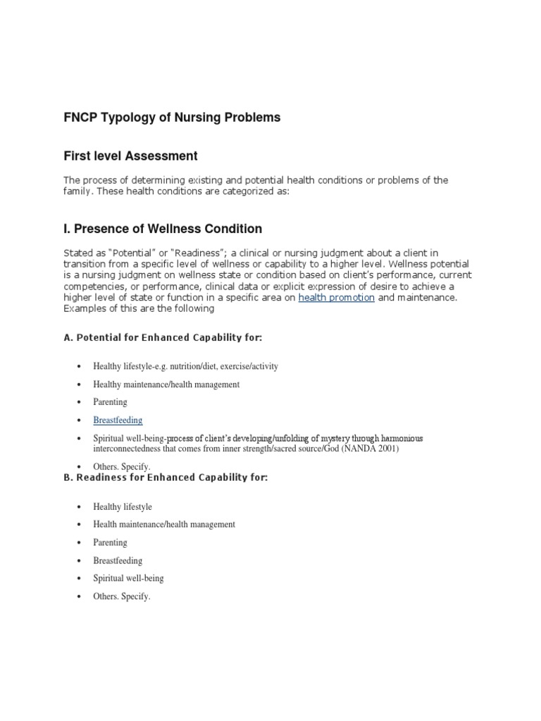 Typology of Nursing Problems in Families | PDF | Nursing | Sanitation