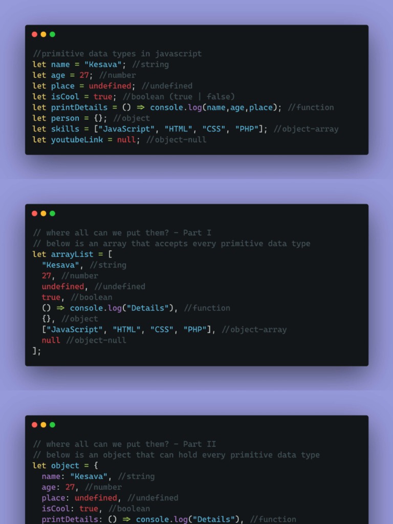 Primitive Datatypes in JS | PDF