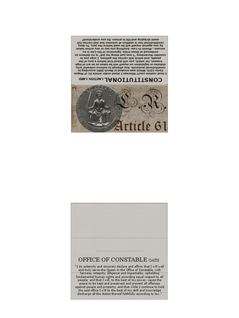 Constitutional Caution Card With Constable Oath | PDF