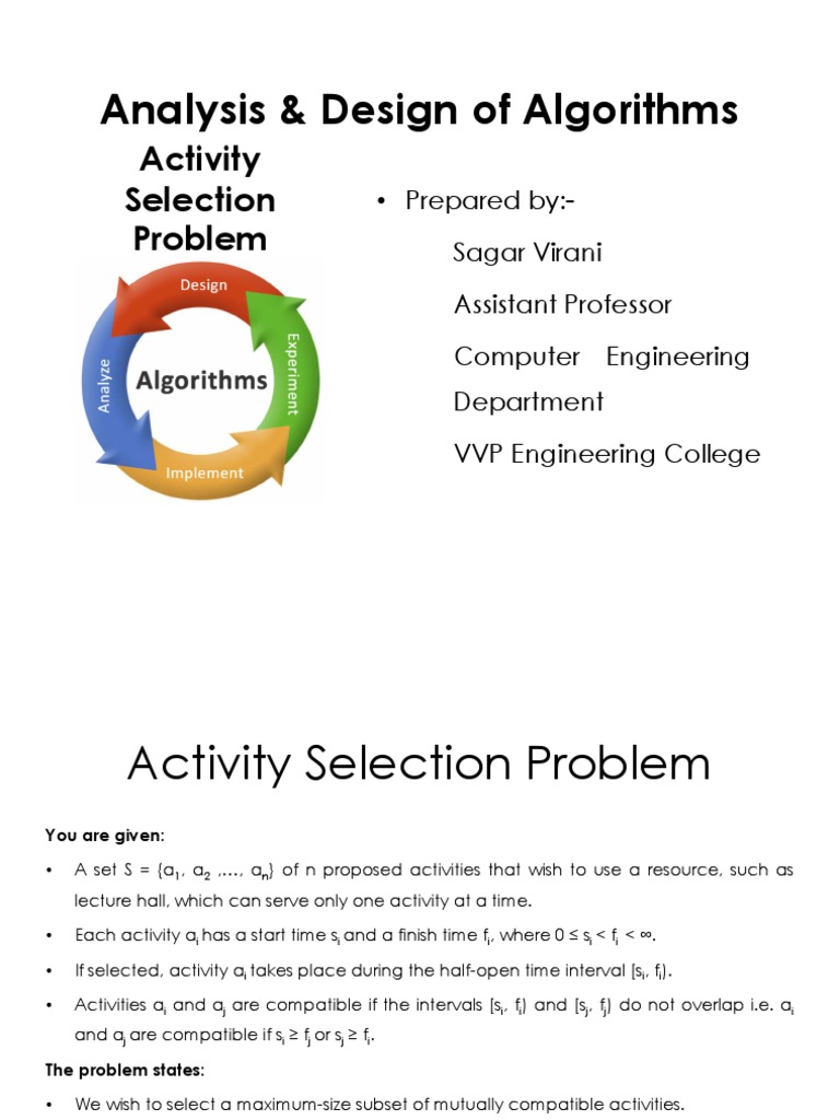 Activity Selection Problem | PDF | Intelligence (AI) & Semantics | Artificial Intelligence