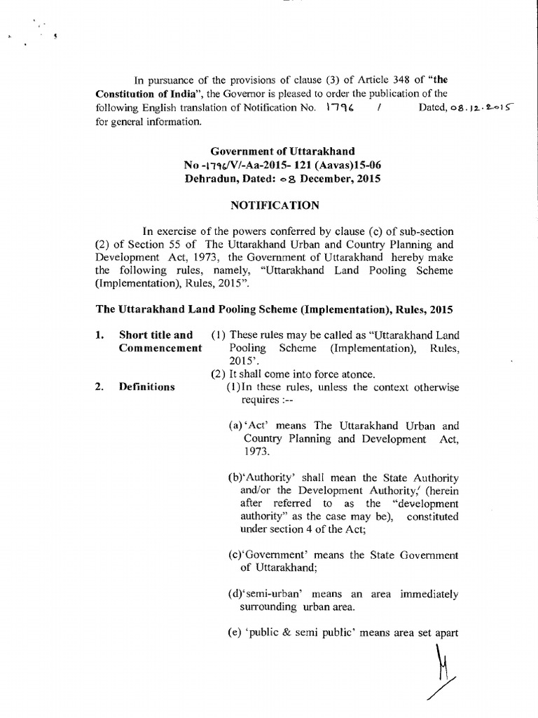 Land-Pooling-Scheme-English Uttarakhand | PDF
