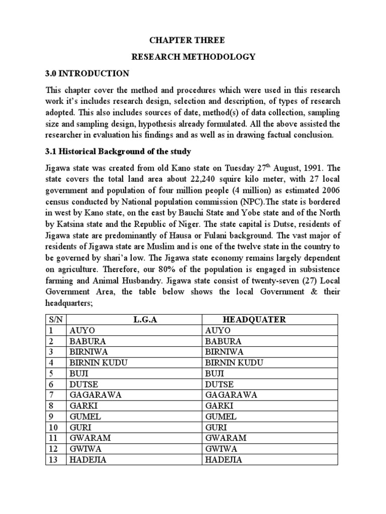 Chapter Three Research Methodology | PDF | Data