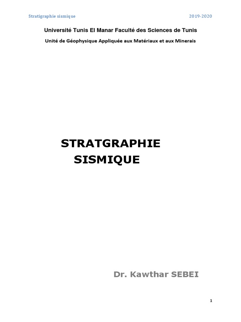 Cours Stratigraphie Sismique GBS | PDF | Bassin sédimentaire | Géologie