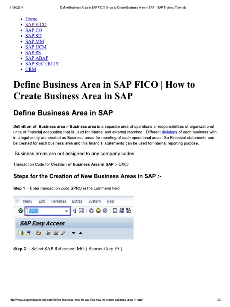 5.define Business Area in | PDF
