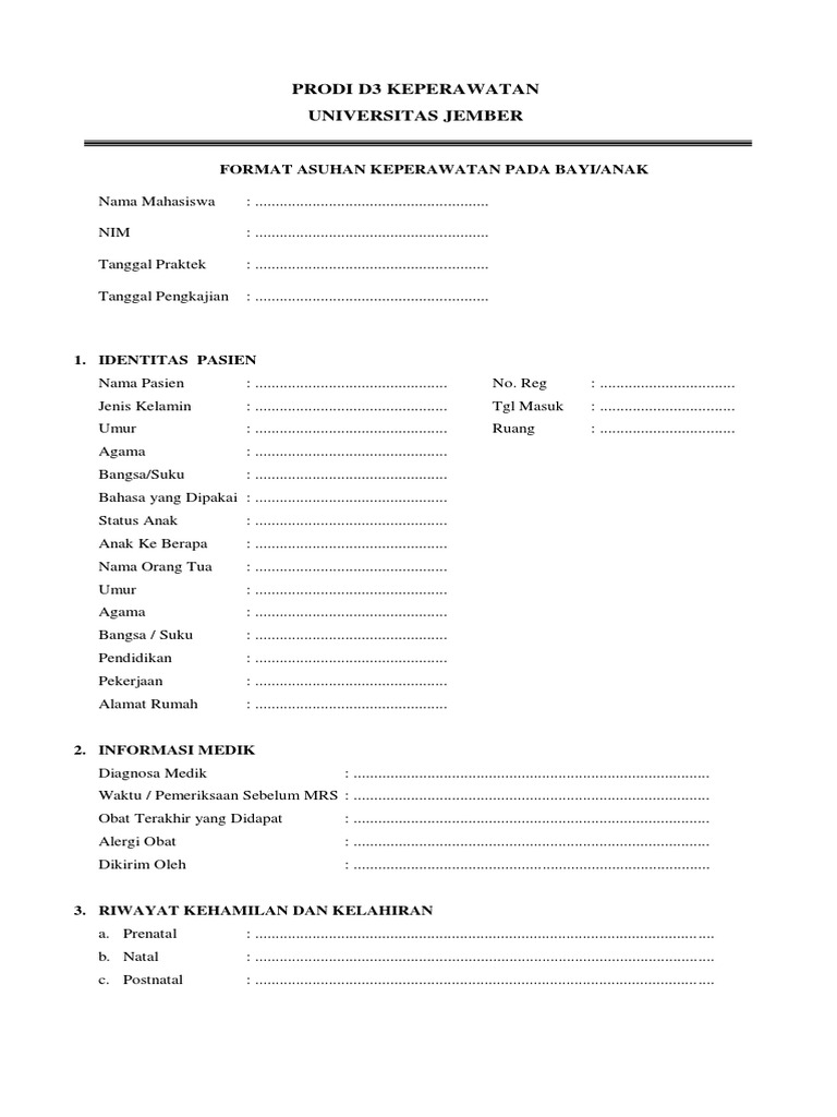 Format Askep Anak | PDF